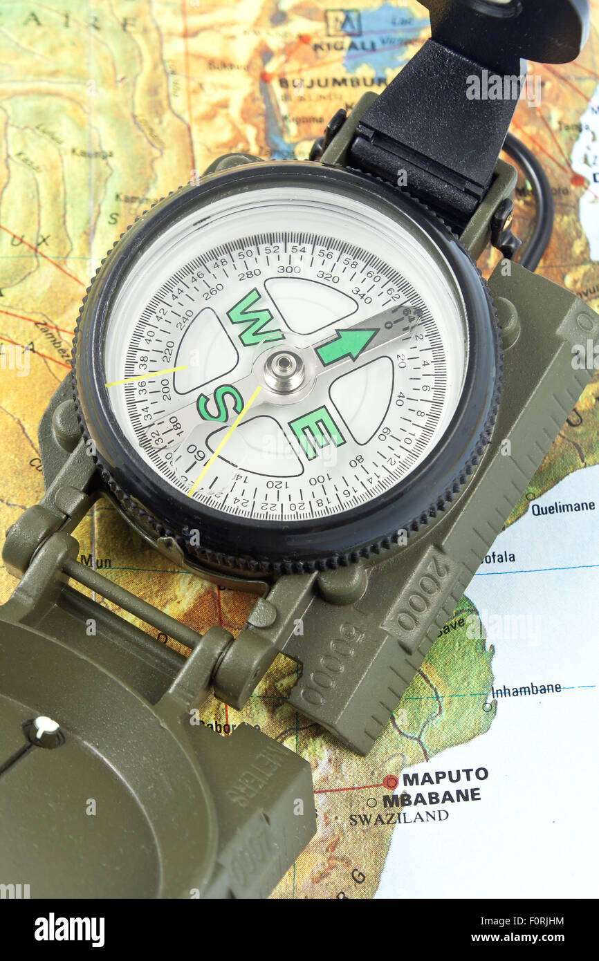 Compass on map of Africa Stock Photo - Alamy