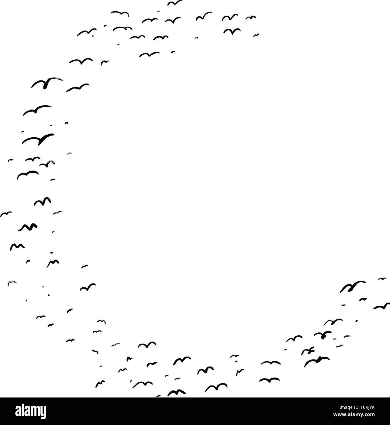 Illustration of a flock of birds in the shape of the letter c Stock ...