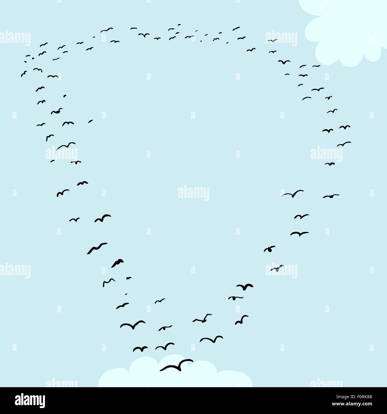 Illustration of a flock of birds in the shape of the letter d Stock ...