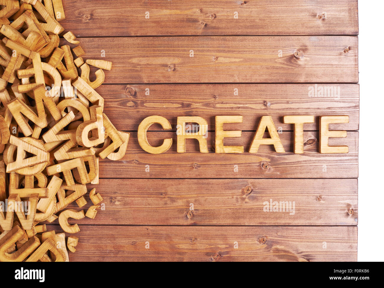 Word create made with wooden letters Stock Photo - Alamy