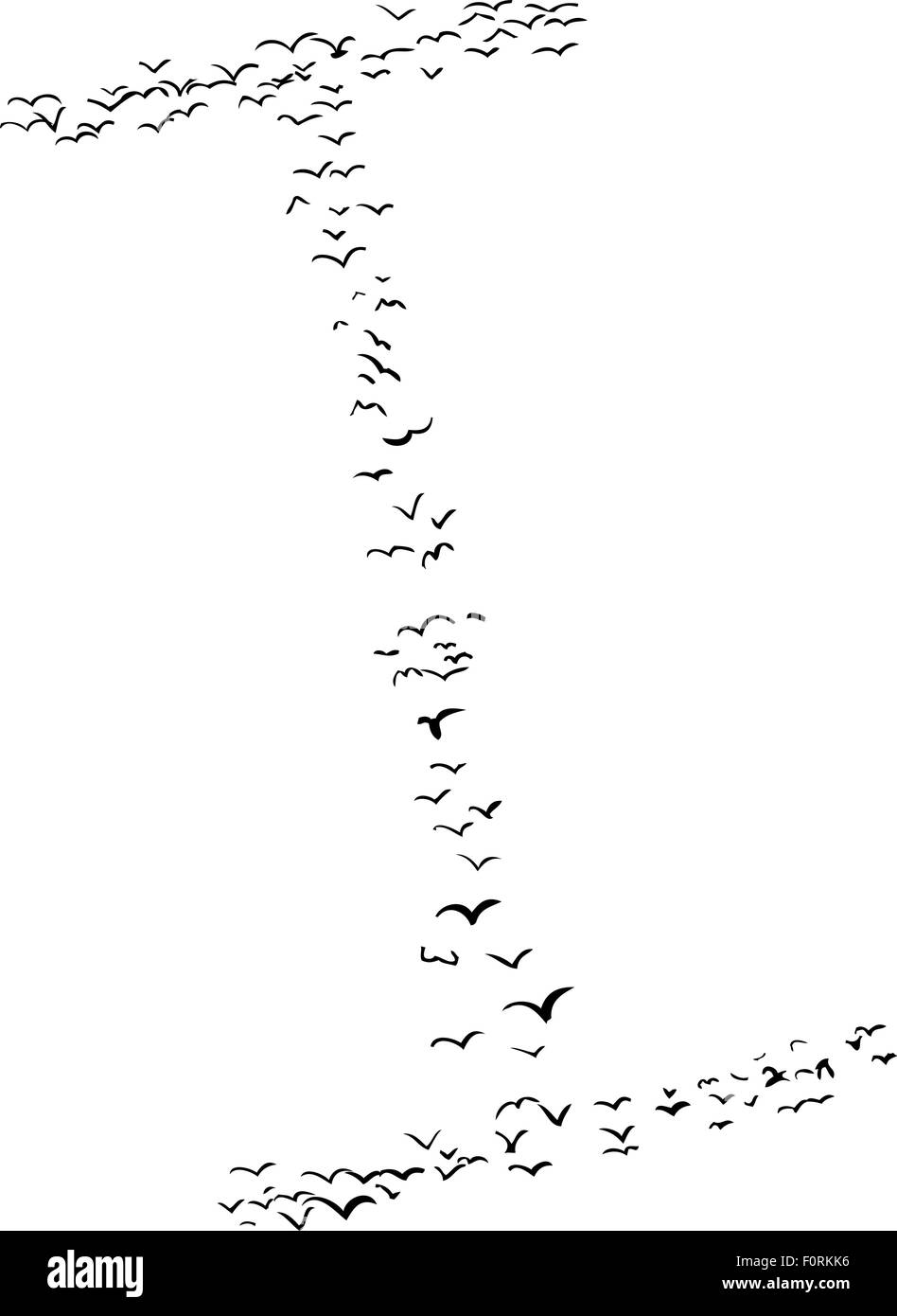 Illustration of a flock of birds in the shape of the letter i Stock ...
