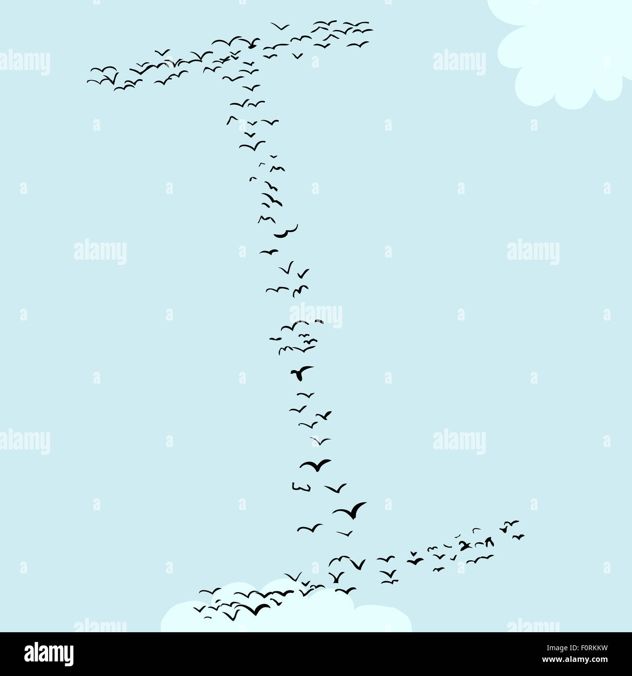 Illustration of a flock of birds in the shape of the letter i Stock ...