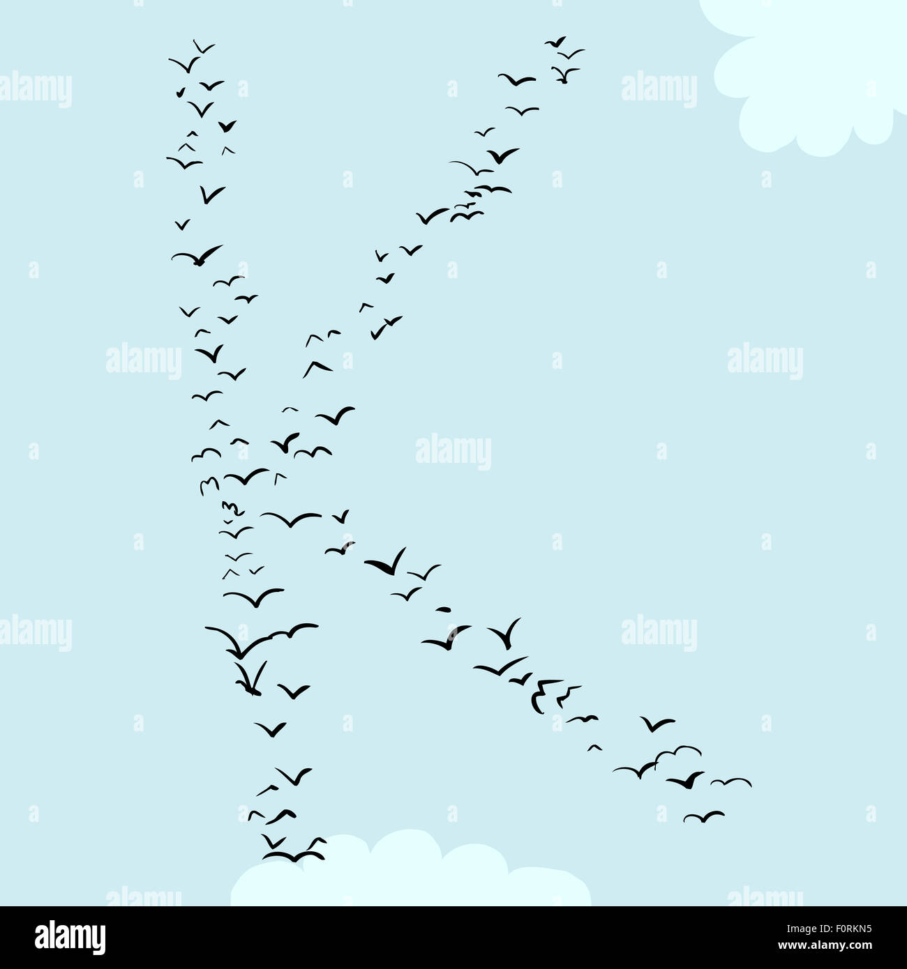 Illustration of a flock of birds in the shape of the letter k Stock ...
