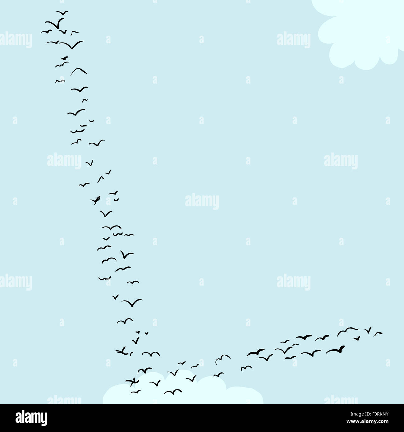 Illustration of a flock of birds in the shape of the letter l Stock ...