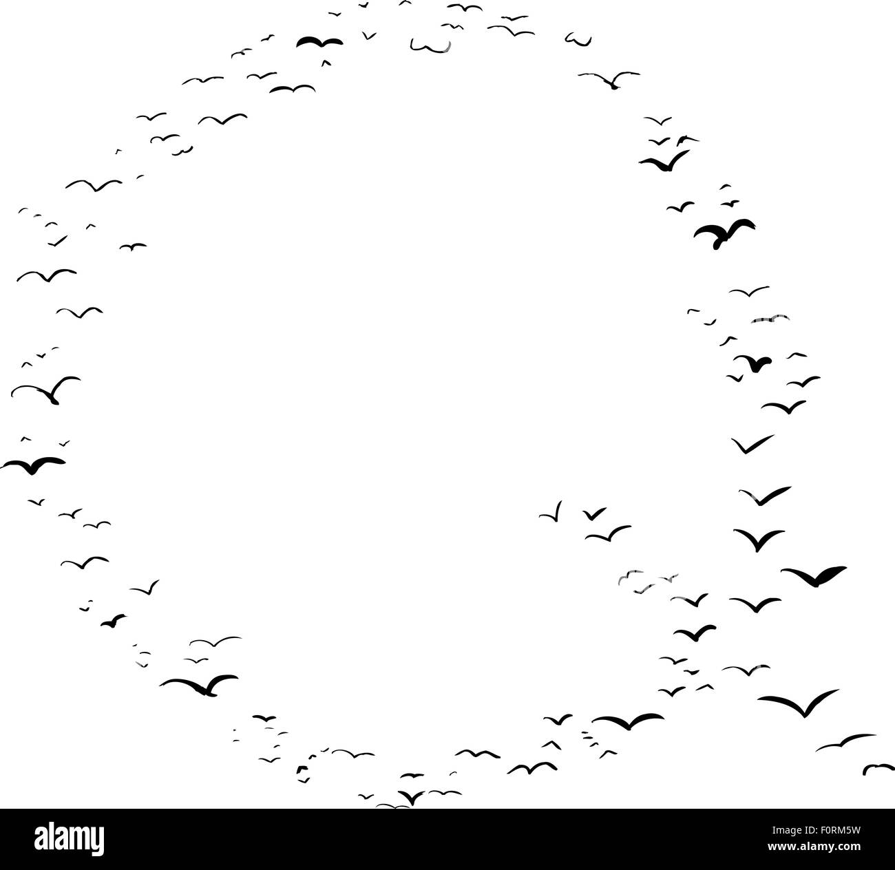 Illustration of a flock of birds in the shape of the letter q Stock ...