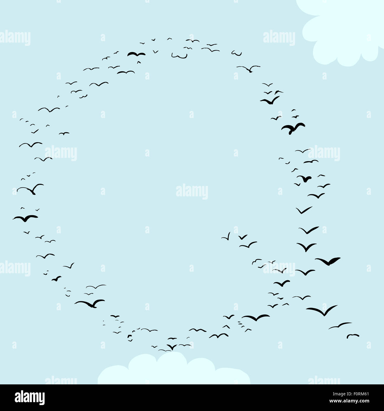 Illustration of a flock of birds in the shape of the letter q Stock ...