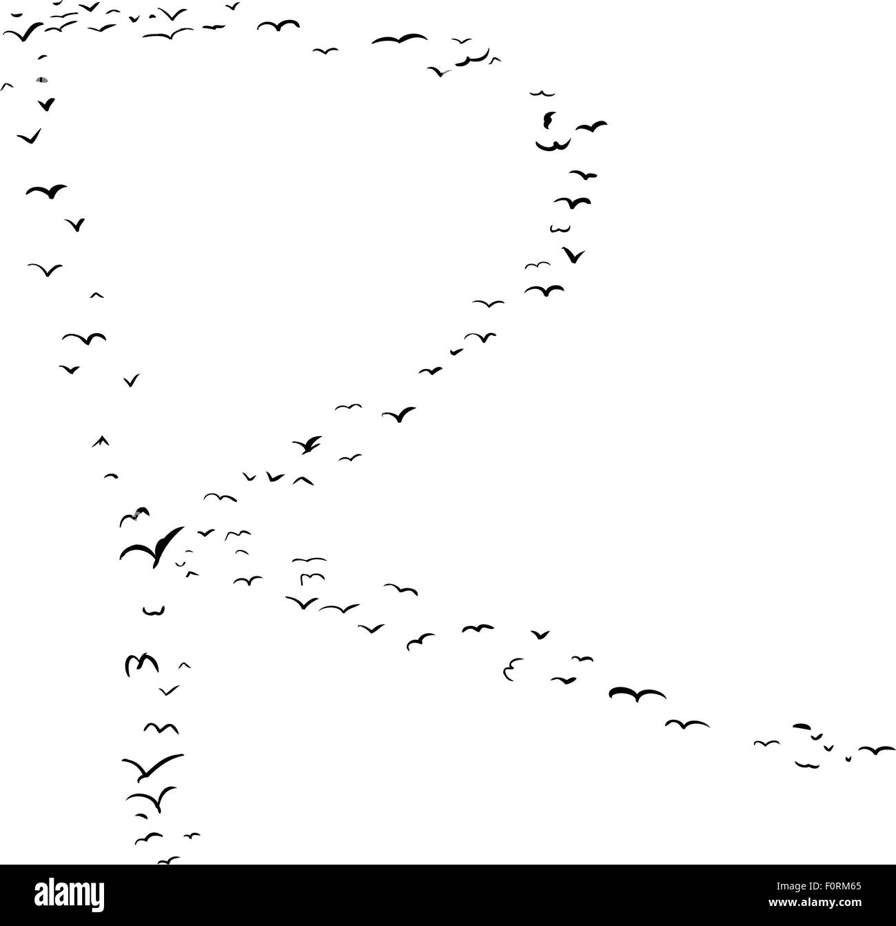 Illustration of a flock of birds in the shape of the letter r Stock ...