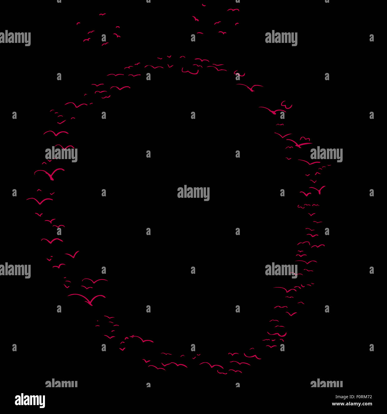 Red flock of birds in the shape of the letter diaeresis o Stock Photo ...