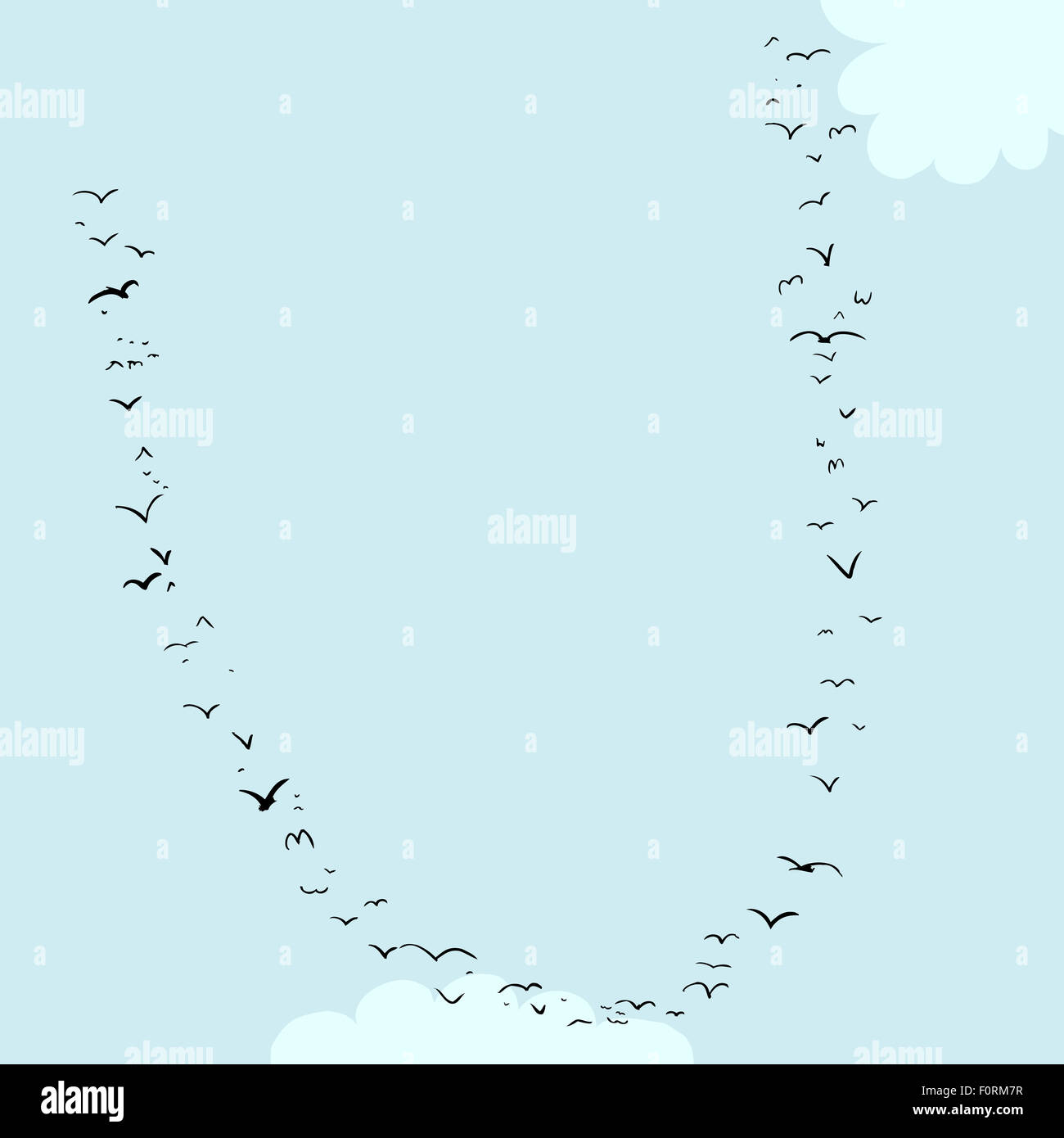Illustration of a flock of birds in the shape of the letter u Stock ...