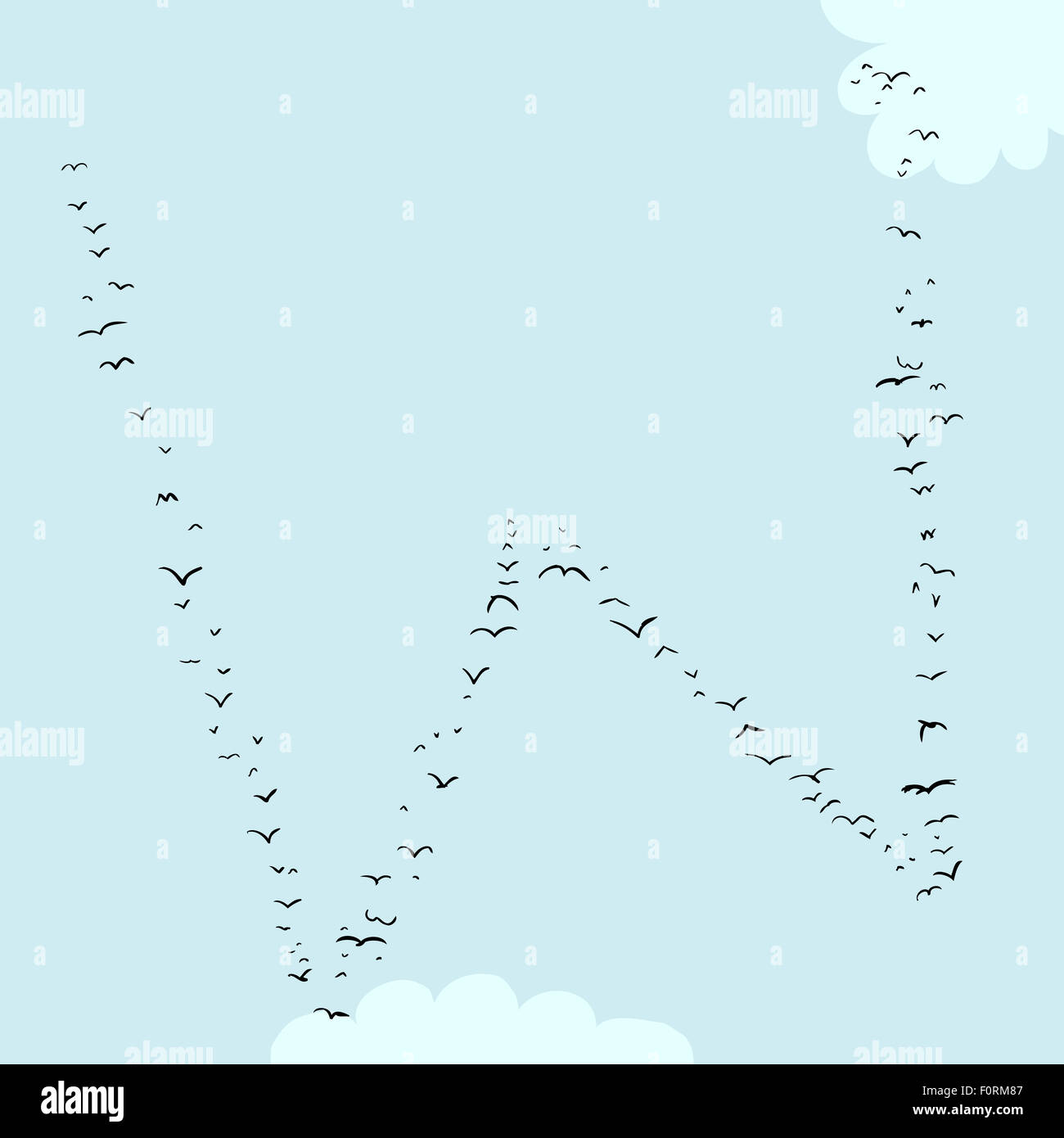 Illustration of a flock of birds in the shape of the letter w Stock ...