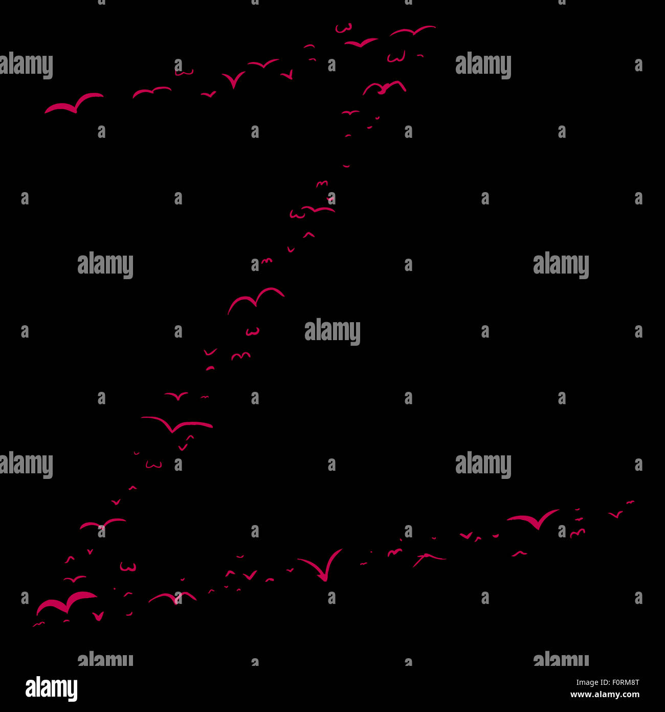 Illustration of a flock of birds in the shape of the letter z Stock ...