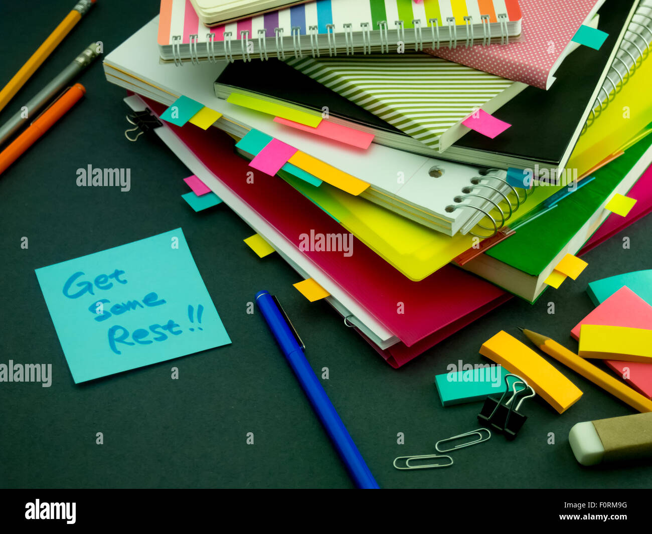 Somebody Left the Message on Your Working Desk; Get Some Rest Stock ...