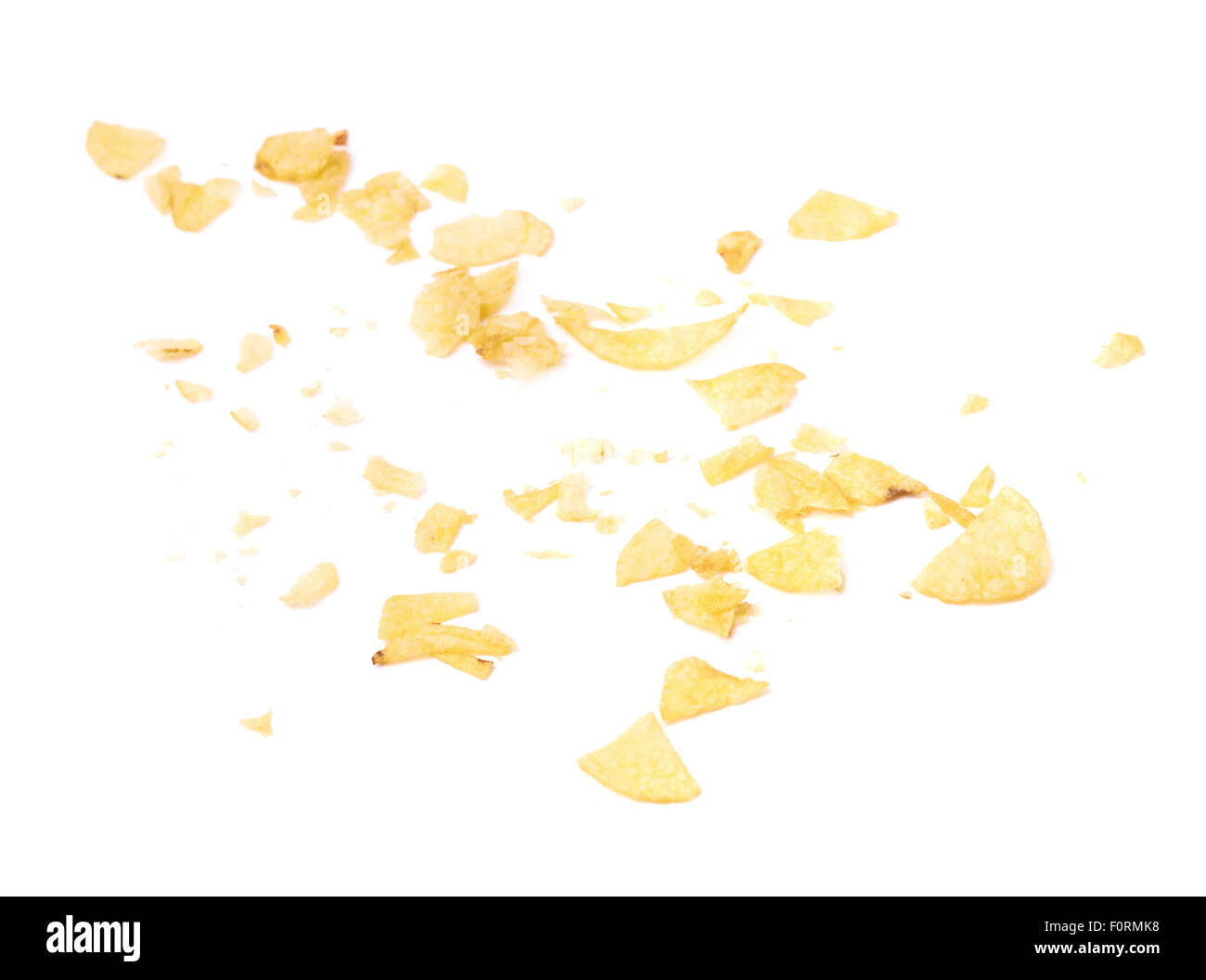 Potato chips crumbs and leftovers isolated Stock Photo - Alamy