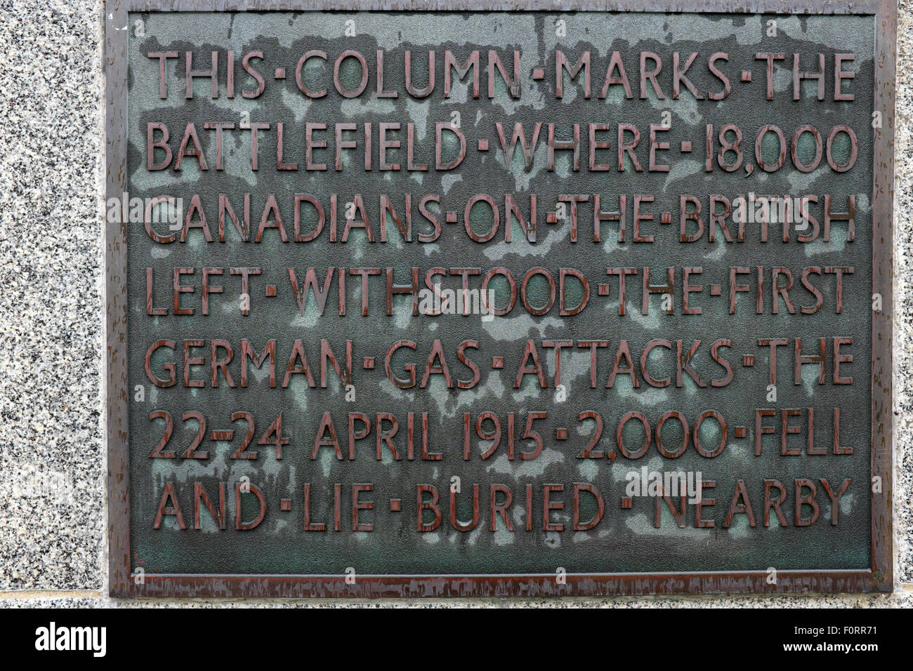 Memorial Inscription at The Saint Julien Memorial ('Brooding Soldier ...