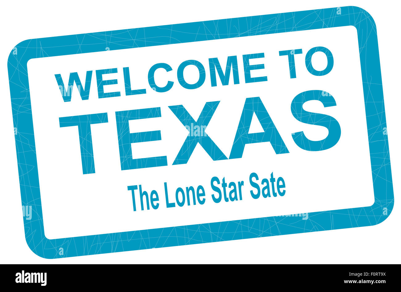 A welcome to Texas blue sign over white Stock Photo - Alamy