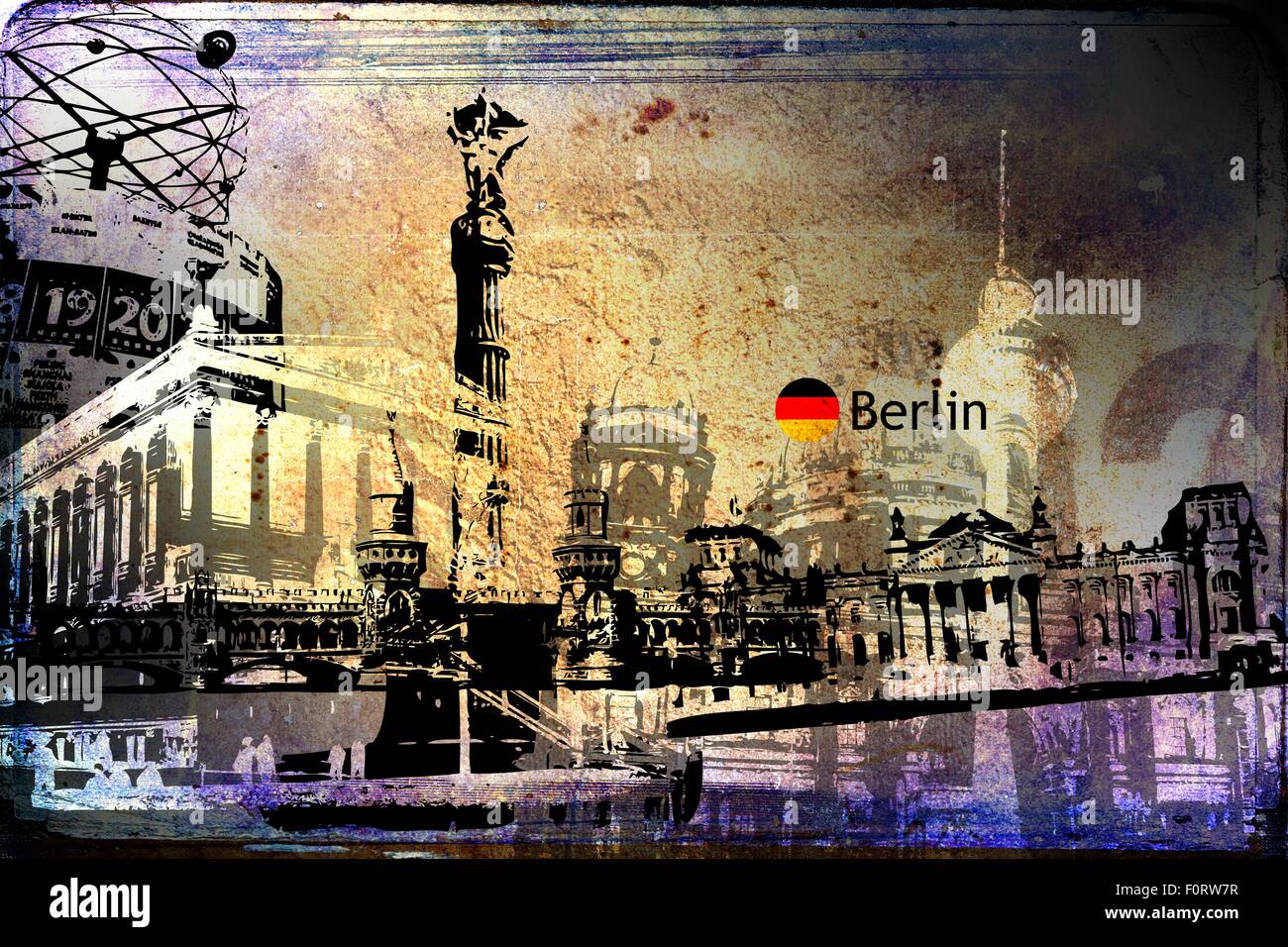 Berlin city Germany illustration Stock Photo - Alamy