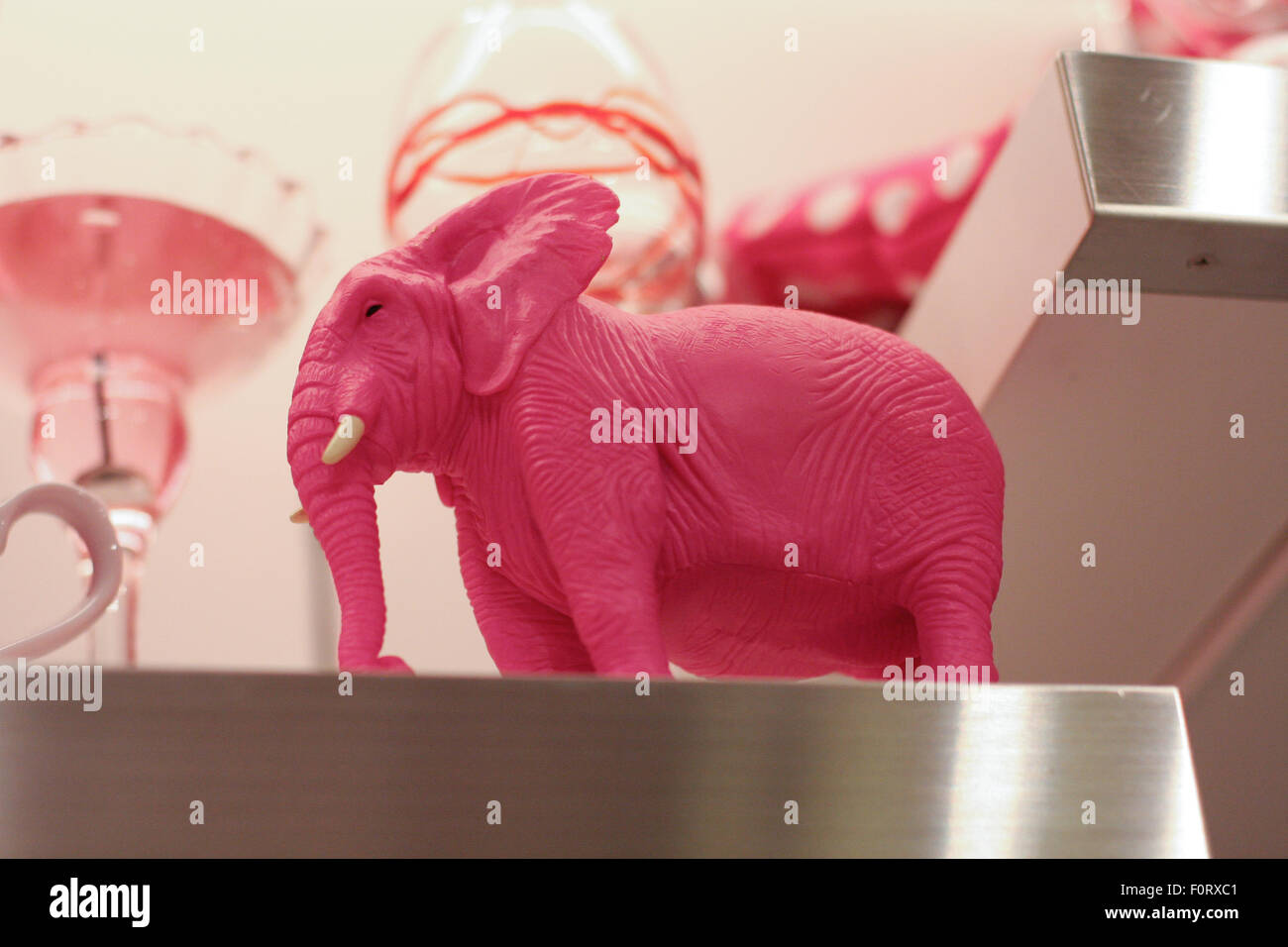 Pink elephant on a shelf Stock Photo - Alamy