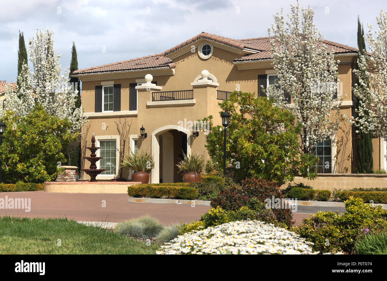 Beautiful suburban home during spring Stock Photo - Alamy
