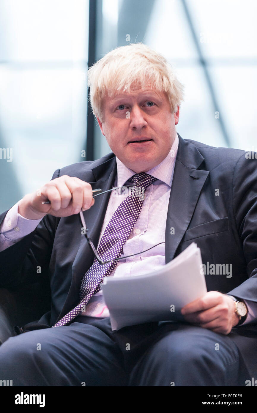 London, UK. 29 June 2015. The Mayor of London Boris Johnson prepares to ...