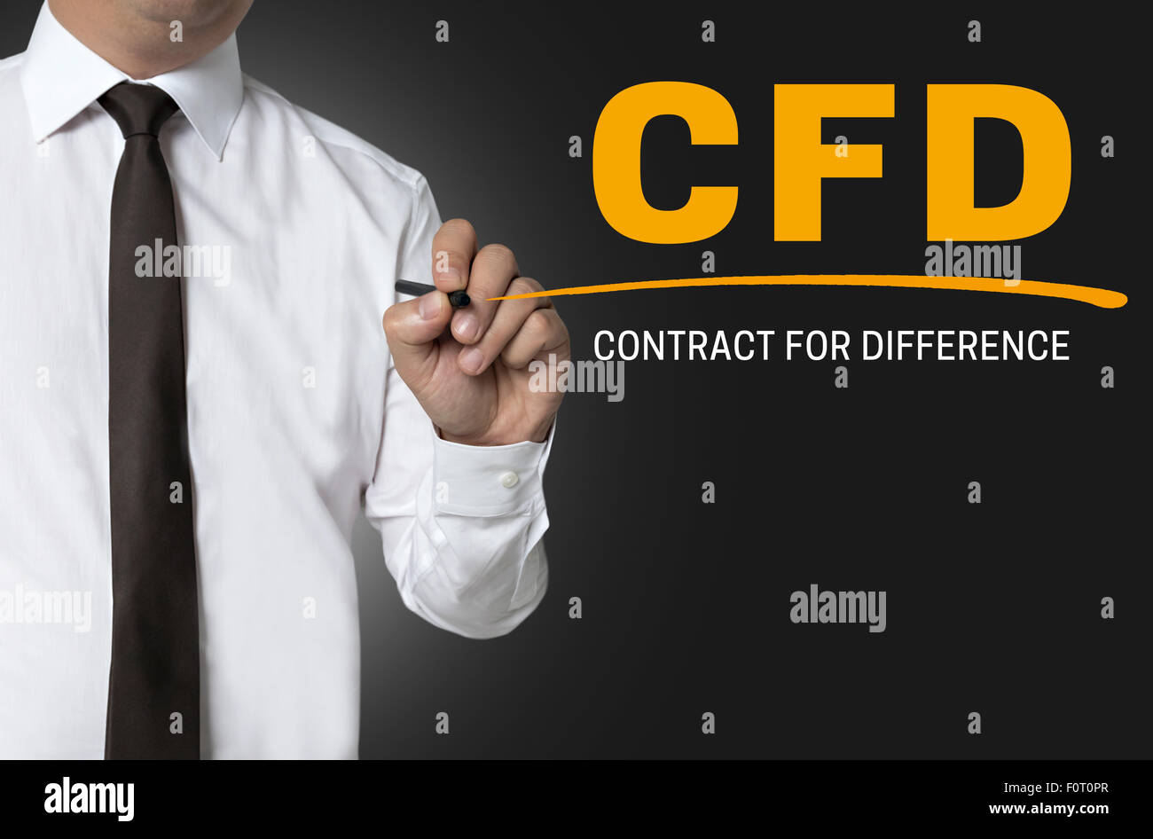 CFD is written by businessman background Stock Photo - Alamy