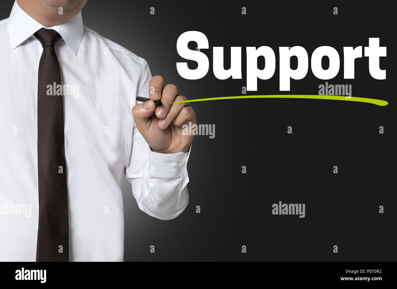 Support is written by businessman background Stock Photo - Alamy