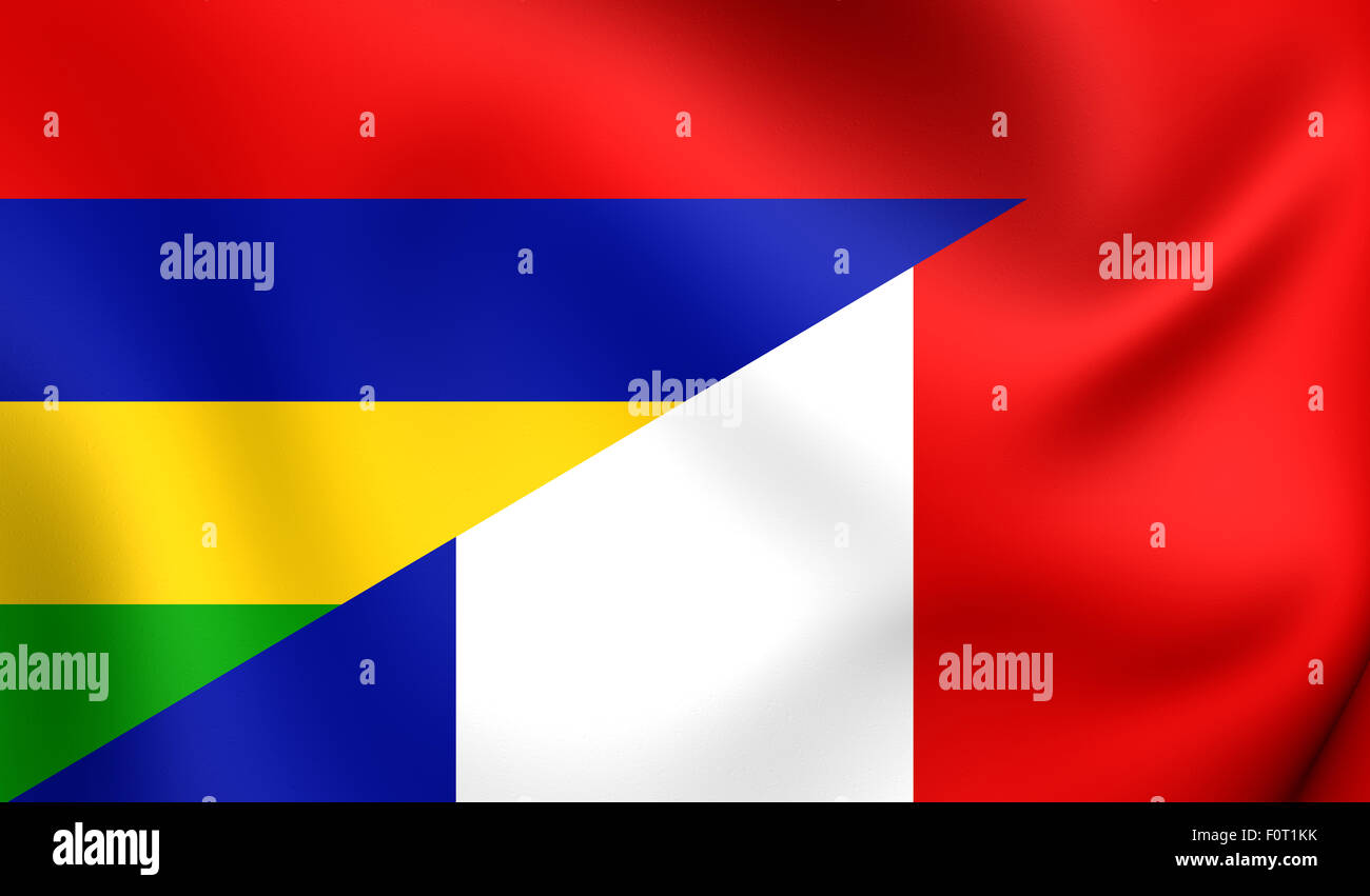 3D Flag of the Mauritius and France. Close Up Stock Photo - Alamy