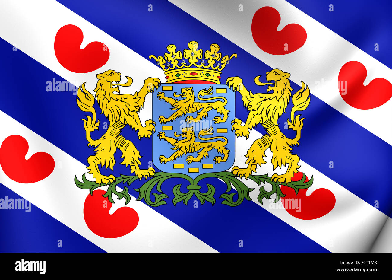 3D Flag of Friesland, Netherlands. Close Up Stock Photo - Alamy