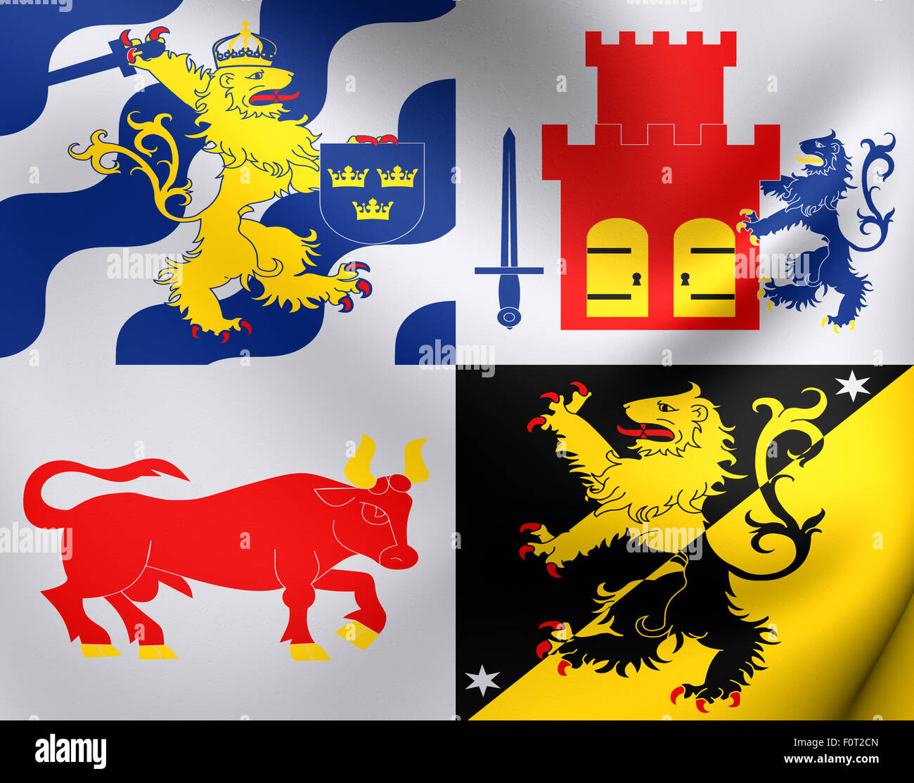 Flag of Vastra Gotaland County, Sweden. Close Up Stock Photo - Alamy