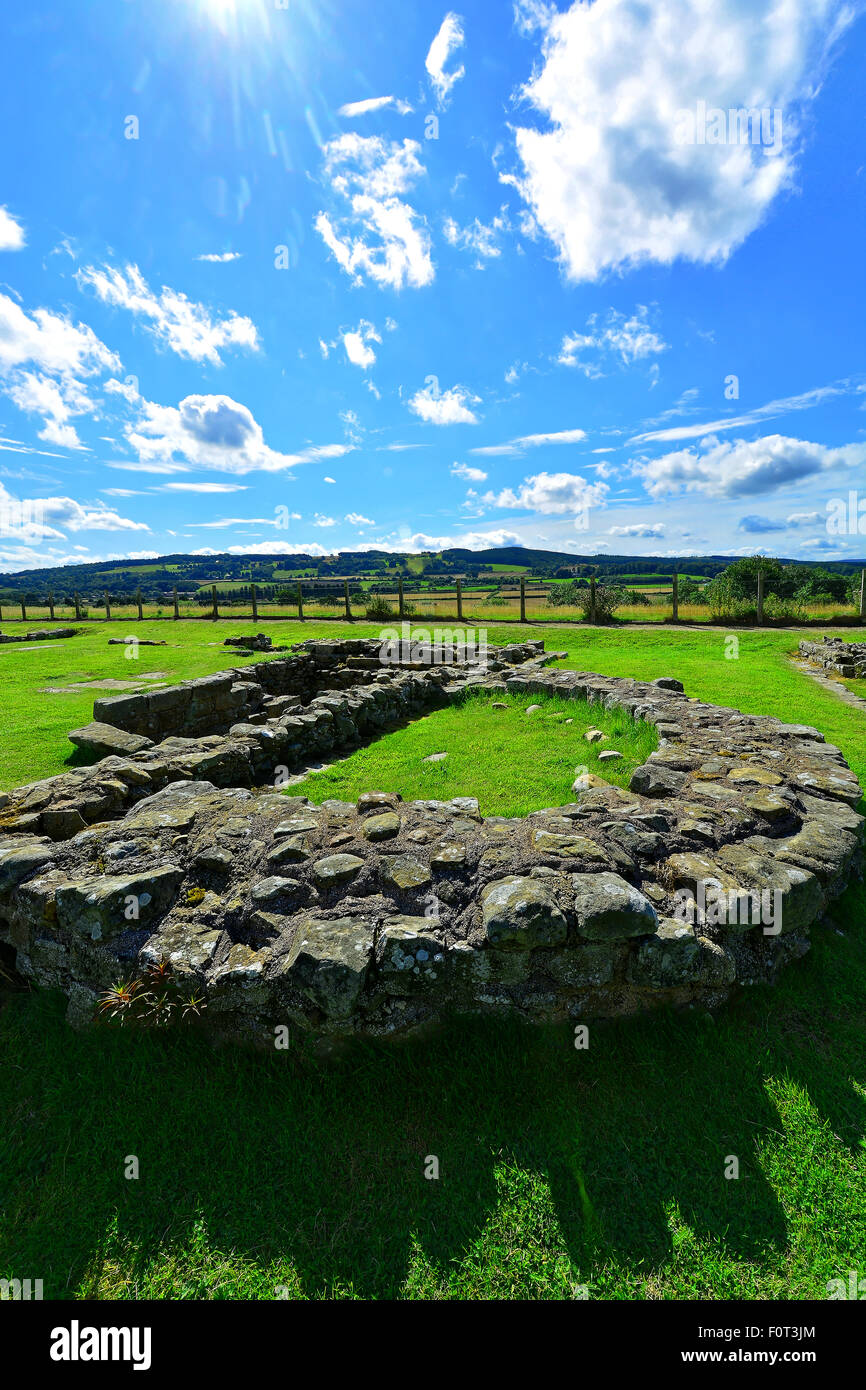 Corbridge Anclent Roman Fort, Hadrians wall, Northumberland, stone wall ...