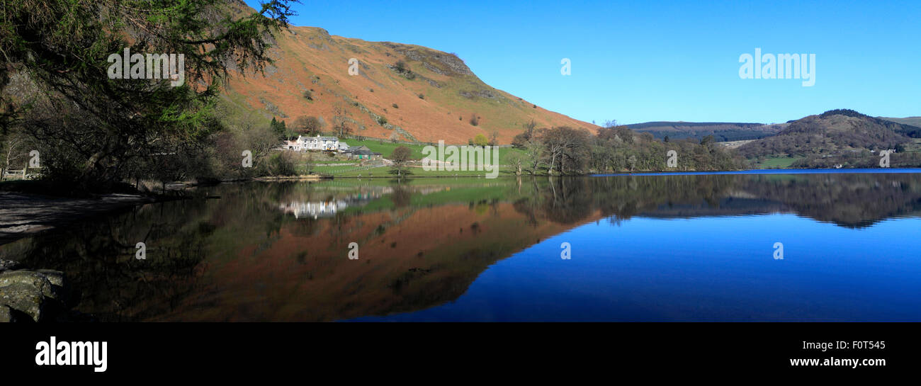Spring, Reflection of Hallin fell, Howtown bay, Ullswater, Lake ...