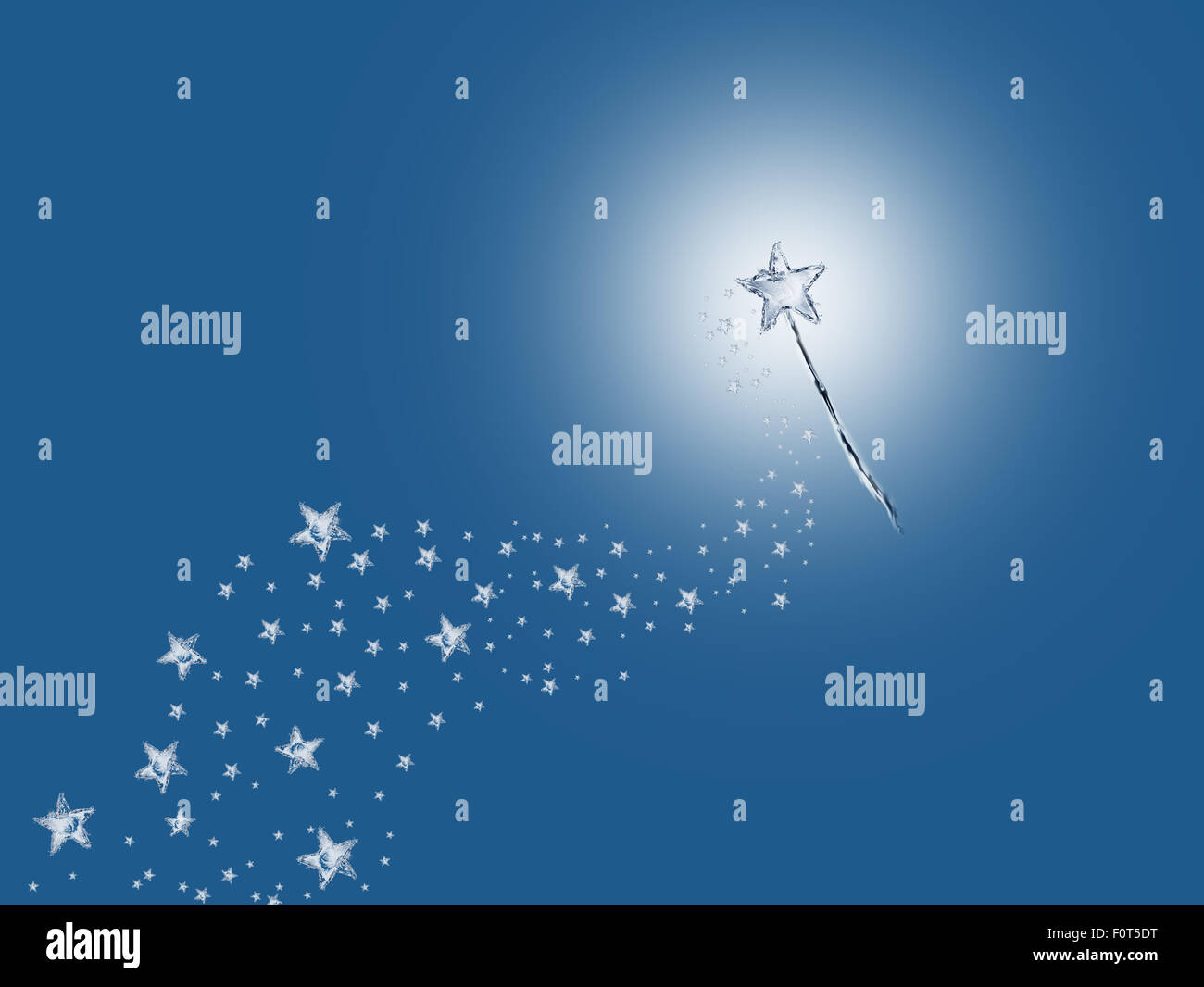 A magic wand made of water leaving a trail of stars Stock Photo - Alamy