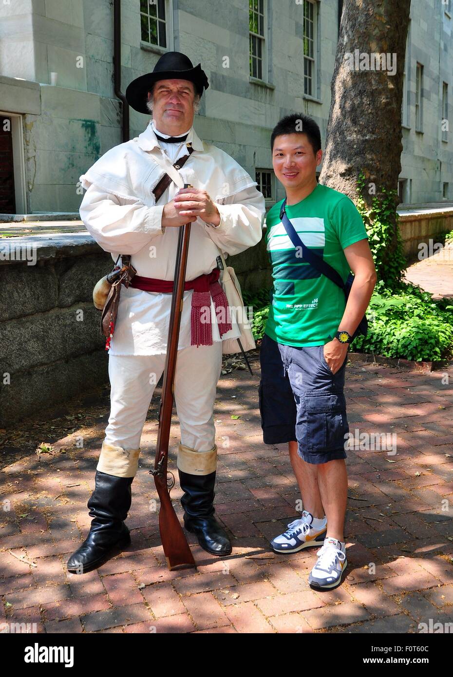 Philadelphia, Pennsylvania:: Costumed guide wearing colonial-era 18th ...