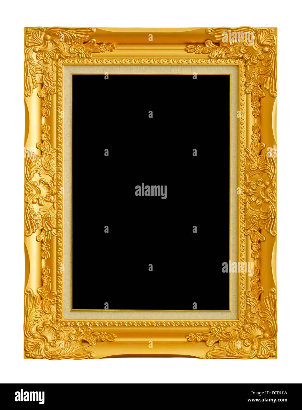 Picture frame gold wood frame in white background Stock Photo - Alamy