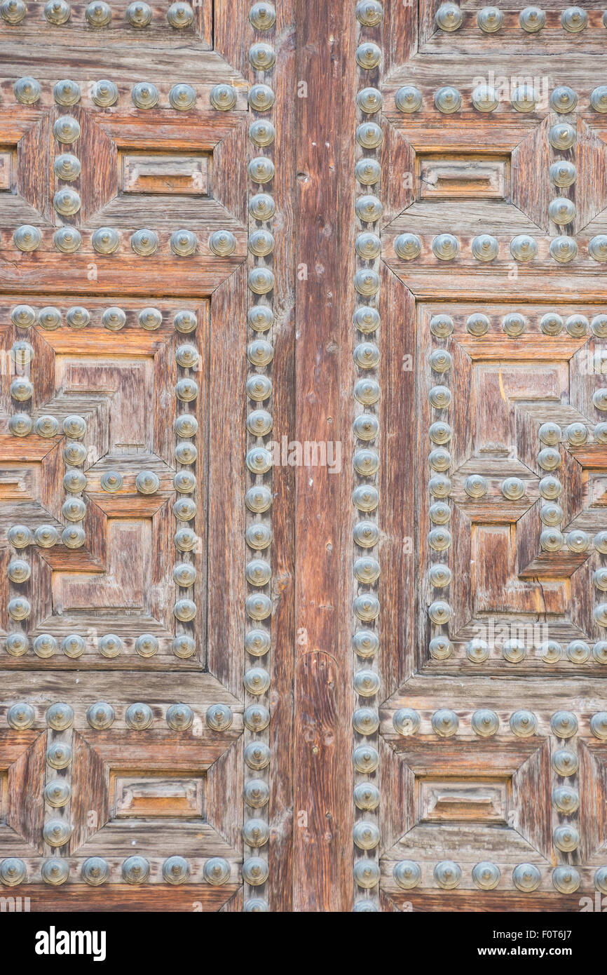 Vintage, old wooden door Castilian style in Toledo Spain Stock Photo ...