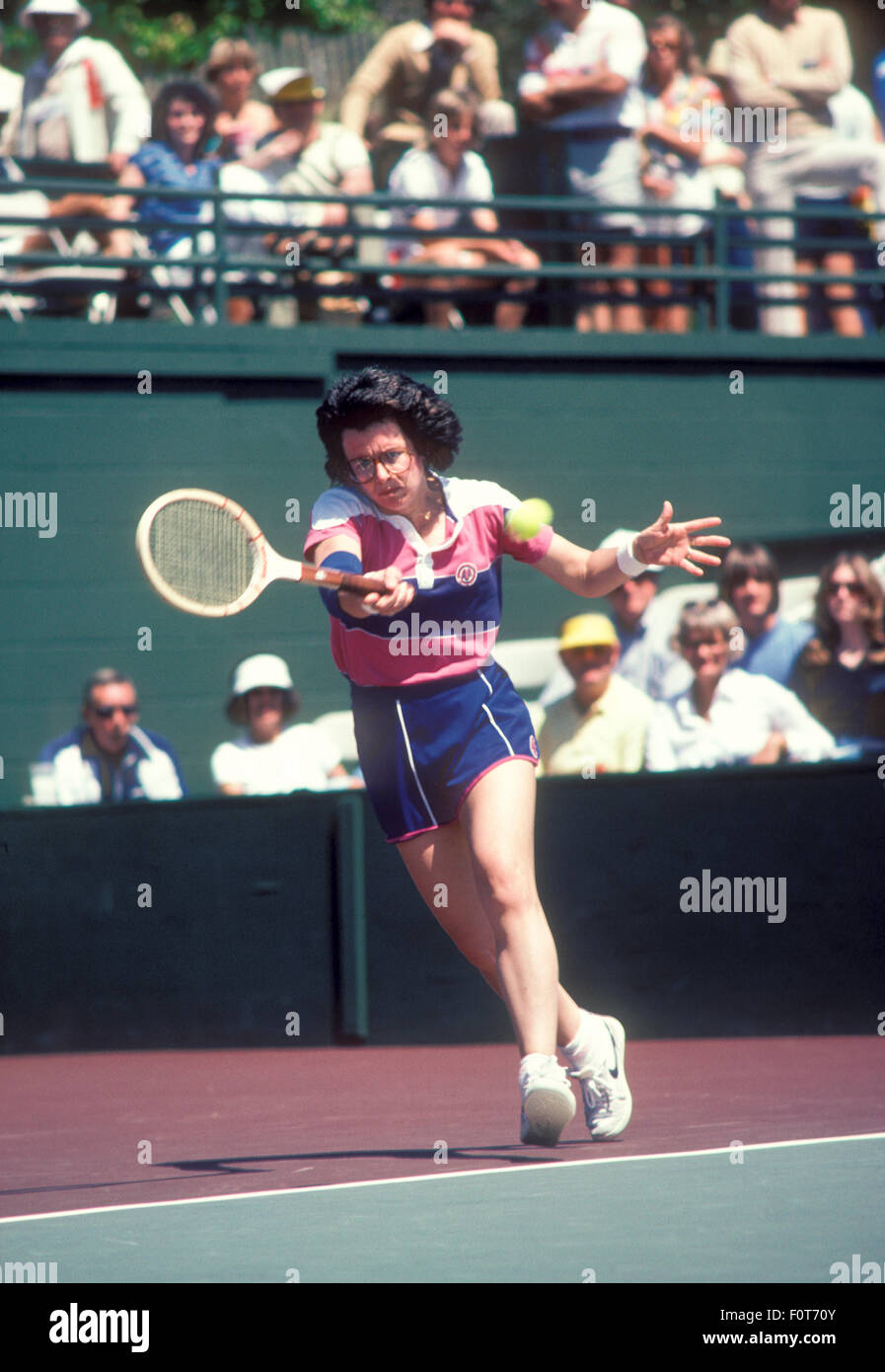 Billie Jean King in action at the Clairol Crown tennis tournament at La ...