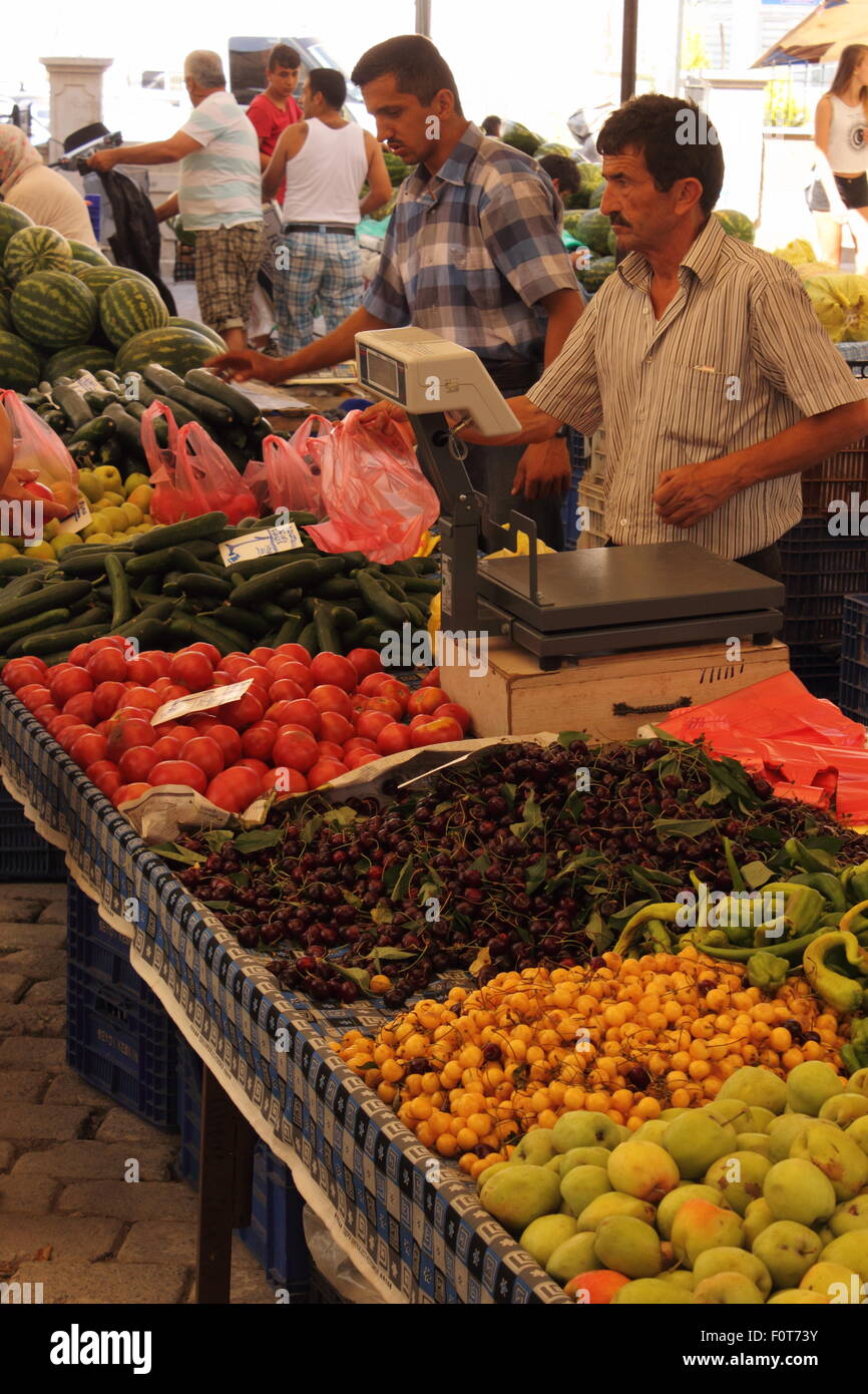 Fresh fruit and vegetable produce for sale at a local market in Calis ...
