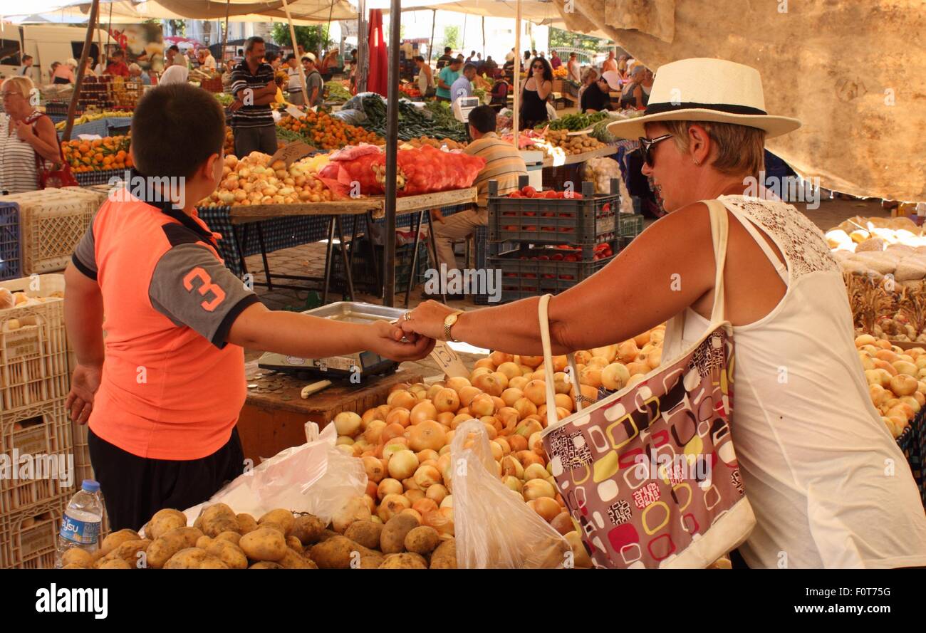 Fresh fruit and vegetable produce for sale at a local market in Calis ...