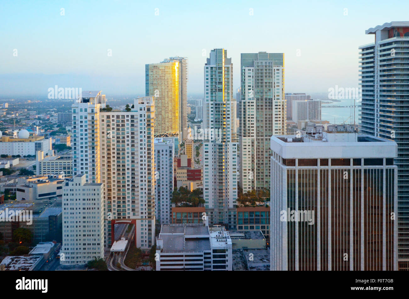 The urban landscape comes alive in this view of the Miami skyline ...