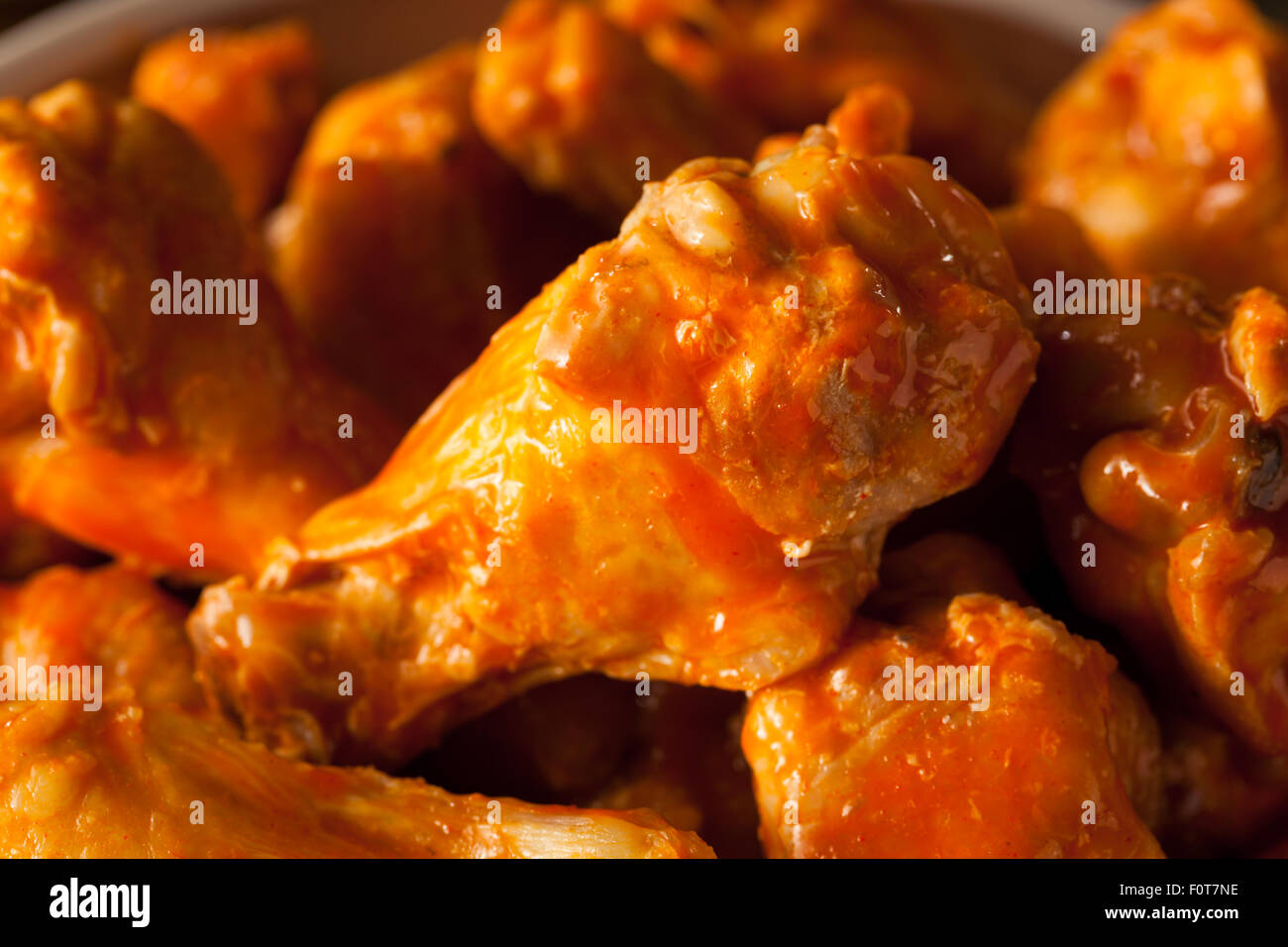 Spicy Homemade Buffalo Wings with Dip and Beer Stock Photo - Alamy