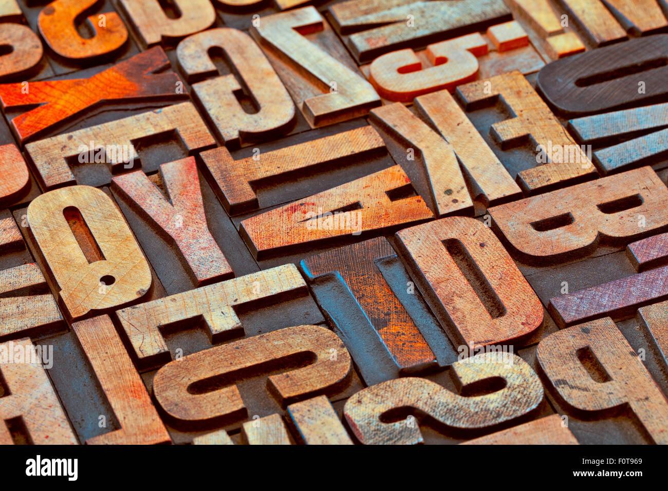 alphabet abstract in vintage letterpress wood type printing blocks ...