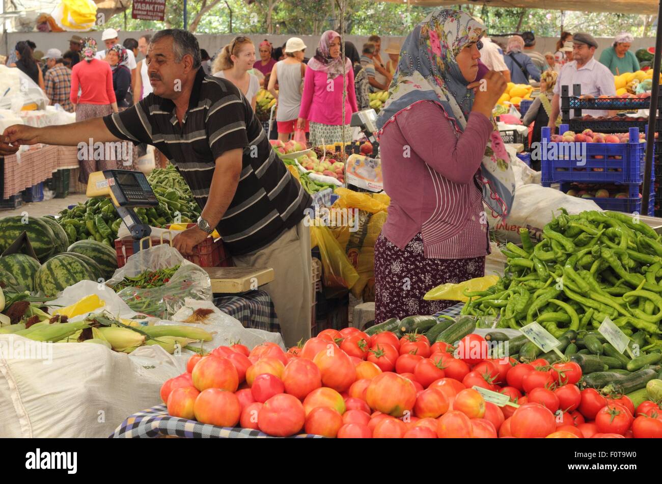 Fresh fruit and vegetable produce for sale at a local market in Calis ...
