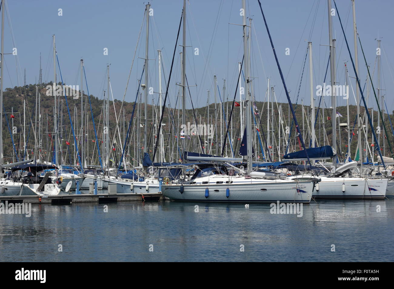Yachts and boats moored in the port of Fethiye in Turkey Stock Photo ...
