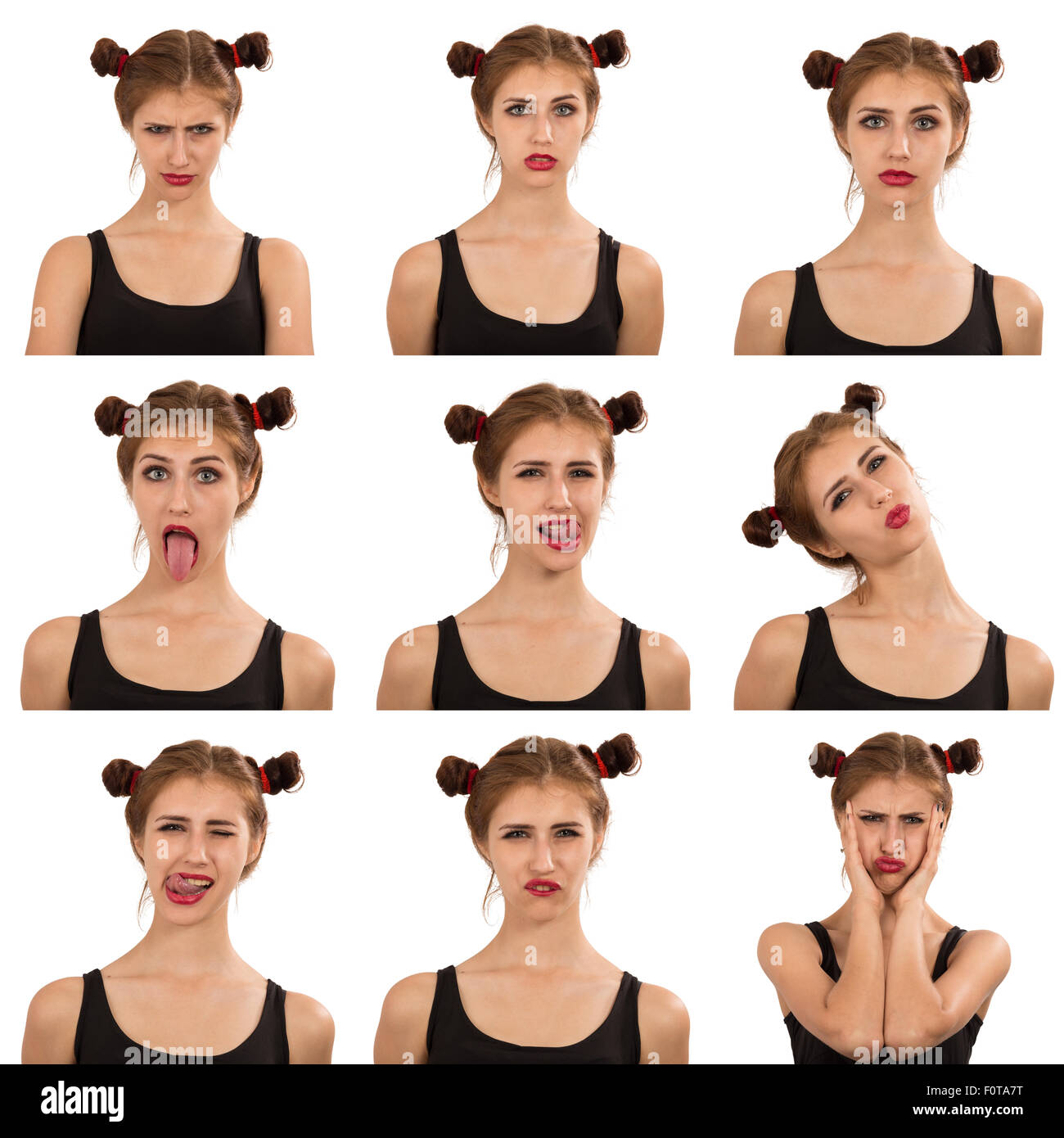 beautiful young girl face expressions isolated on white Stock Photo - Alamy