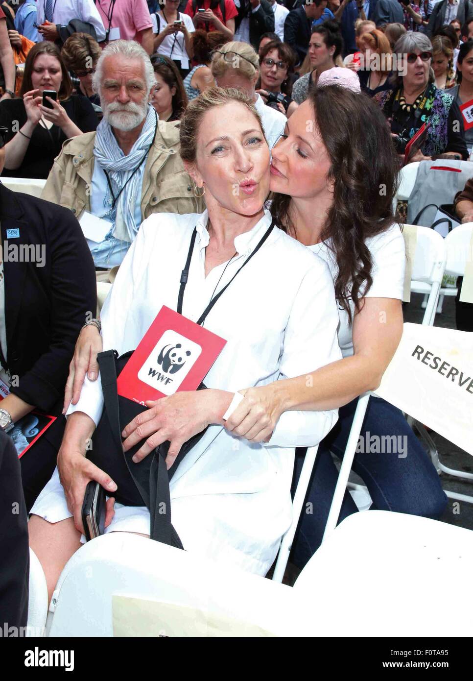 'Crushing One Ton of Ivory' event in Times Square Featuring: Edie Falco ...