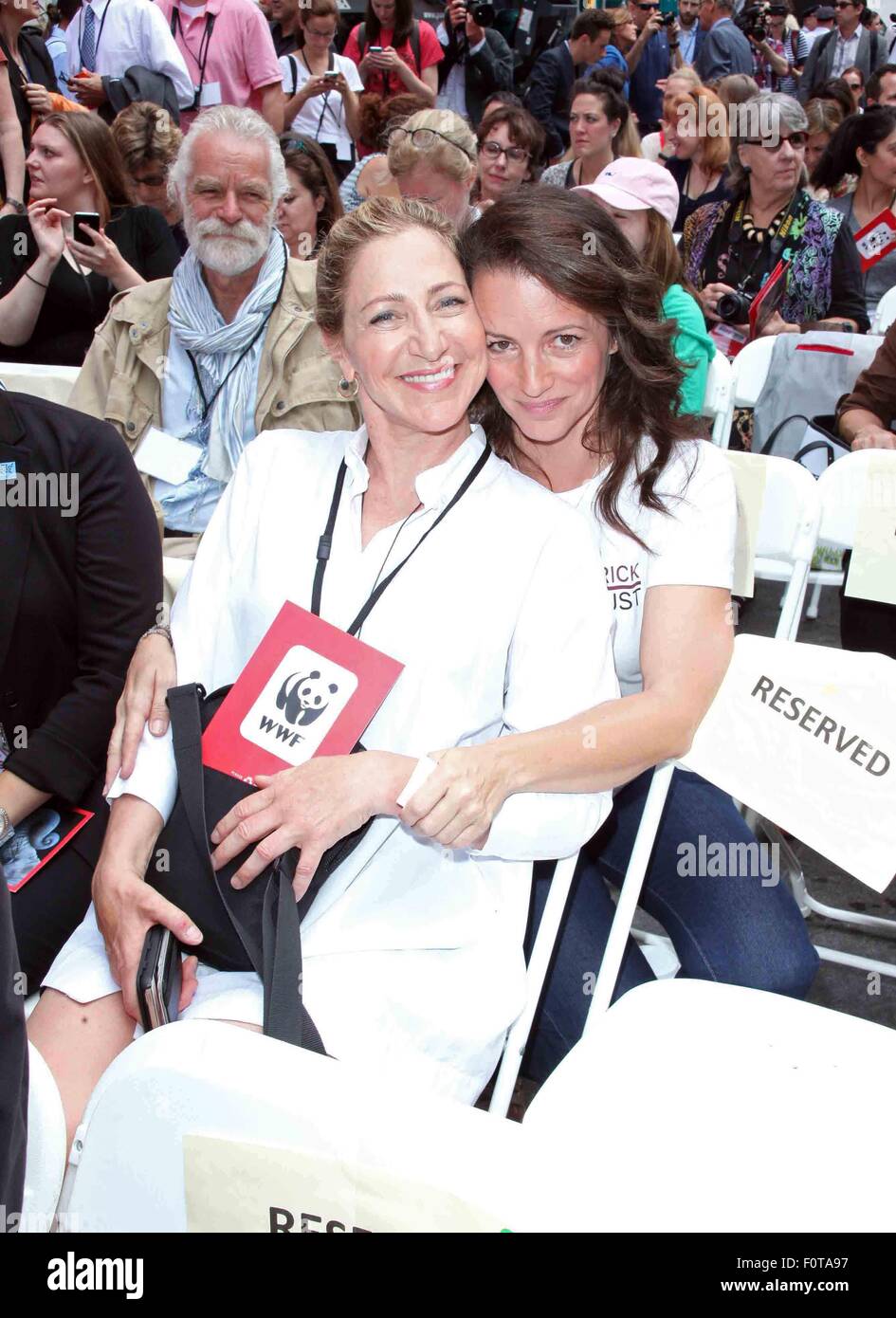 'Crushing One Ton of Ivory' event in Times Square Featuring: Edie Falco ...