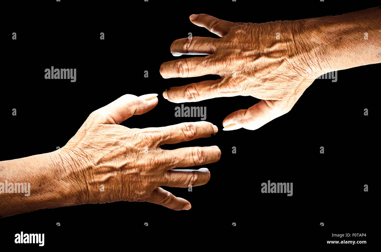 old man hand isolated on black background Stock Photo - Alamy