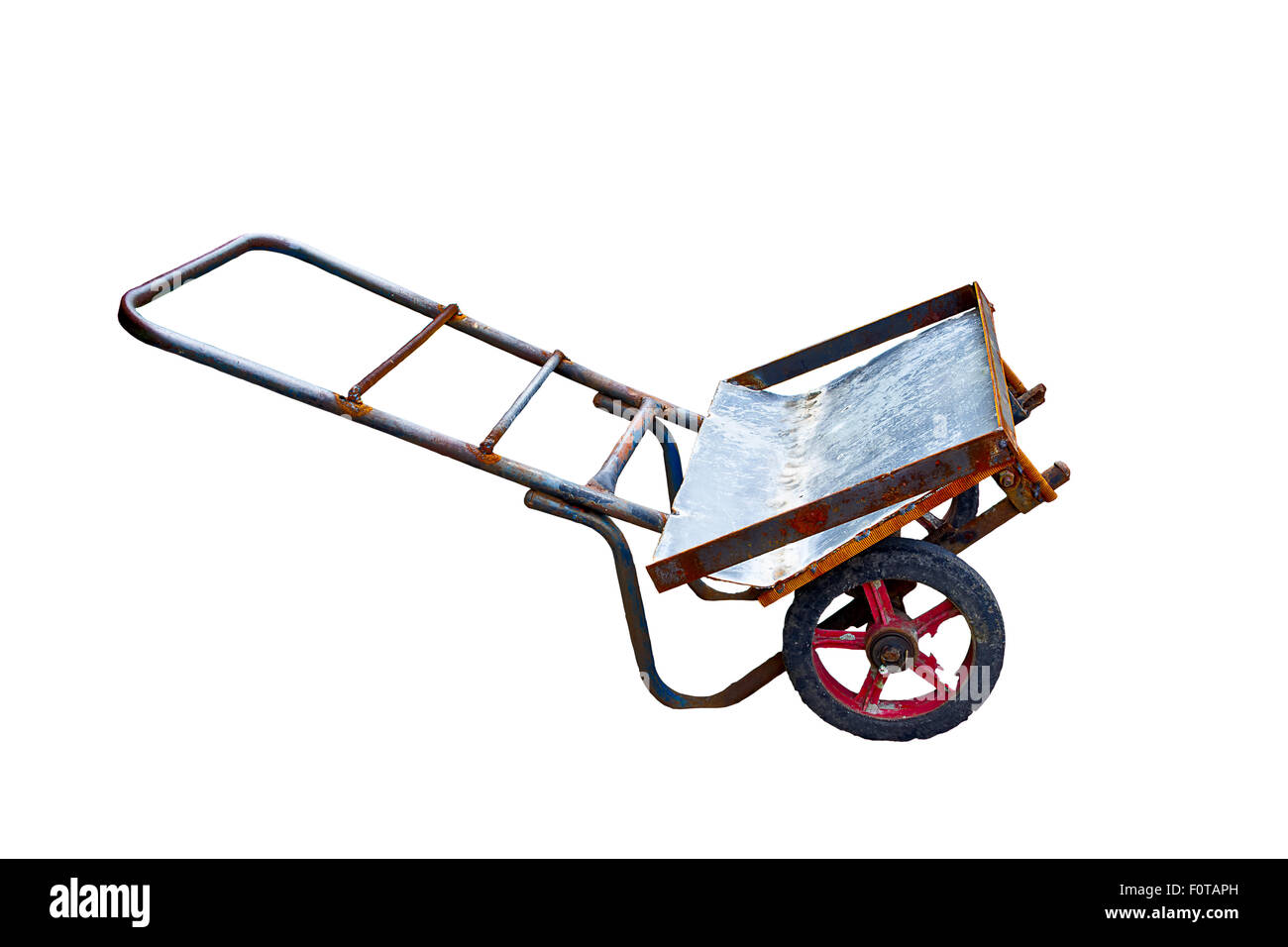 Modified barrow made from old steel isolated on white background Stock ...