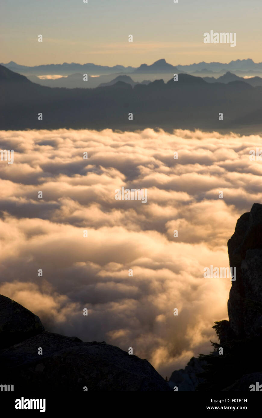 View with clouds from Mt Pilchuck Trail, Mt Pilchuck State Park ...
