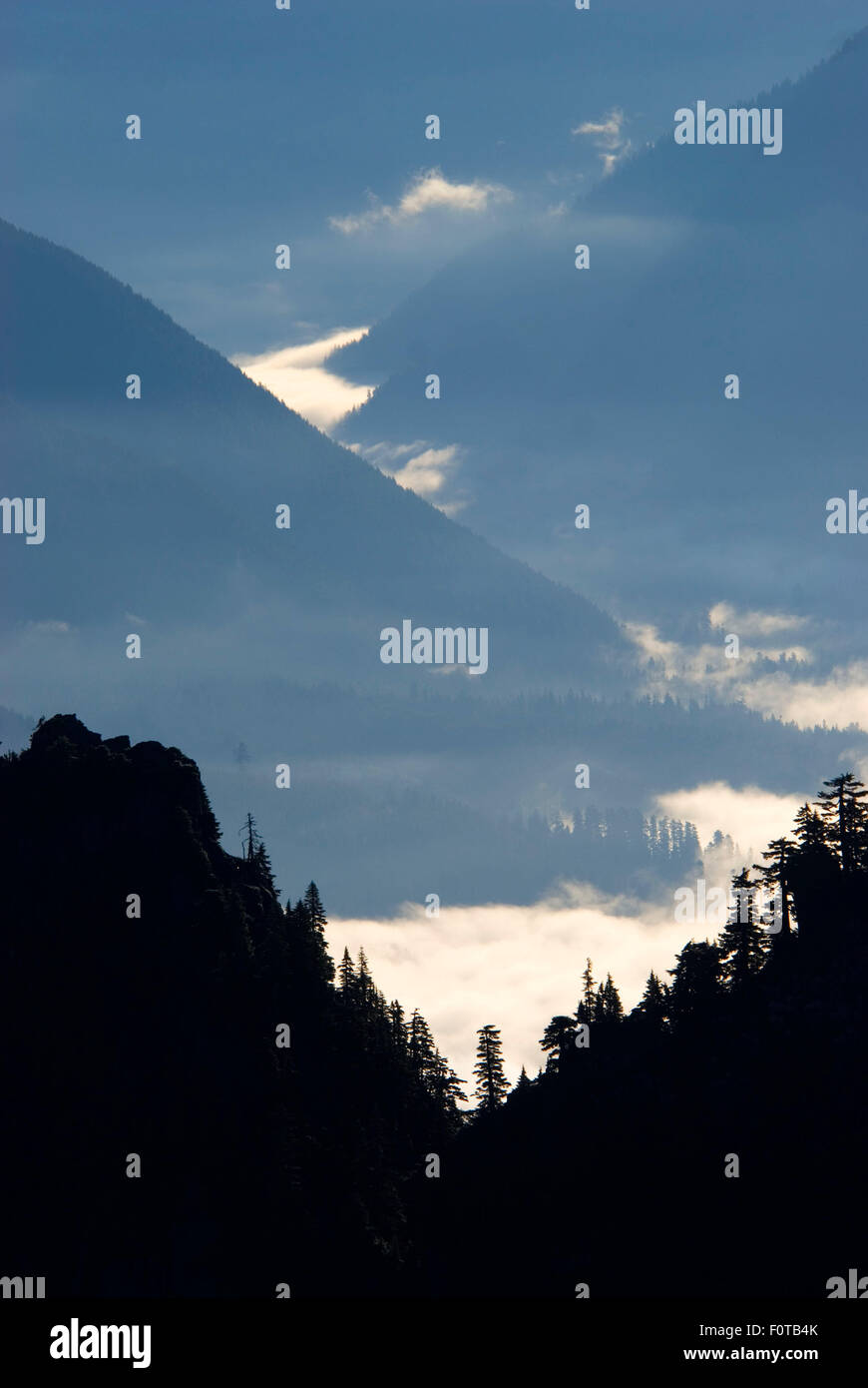 View with clouds from Mt Pilchuck Trail, Mt Pilchuck State Park ...