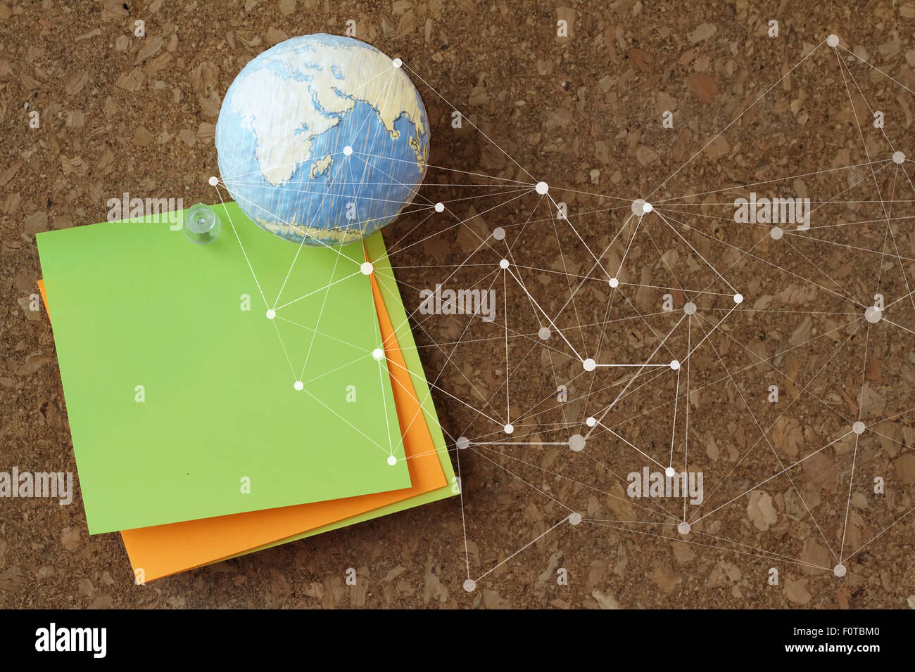 close up of pin and hand drawn business strategy graph chart on sticky ...